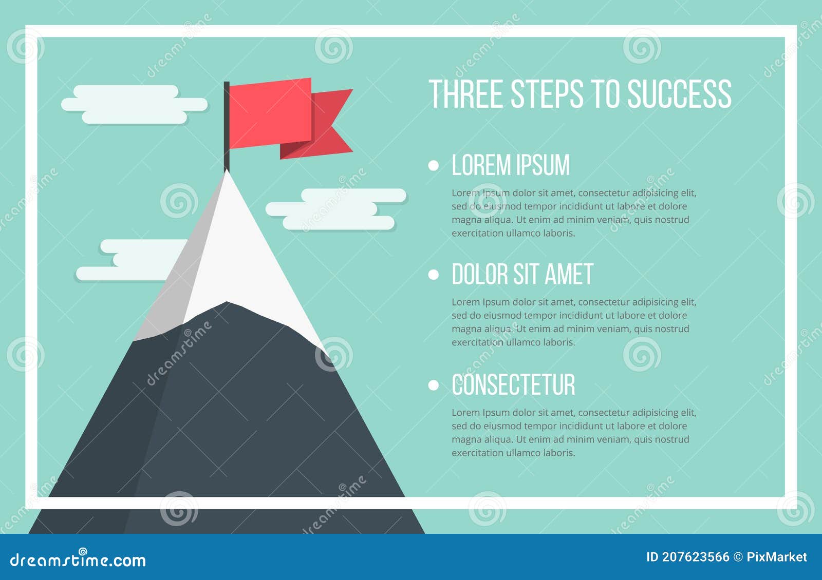 Three Steps to Success stock vector. Illustration of leadership - 207623566