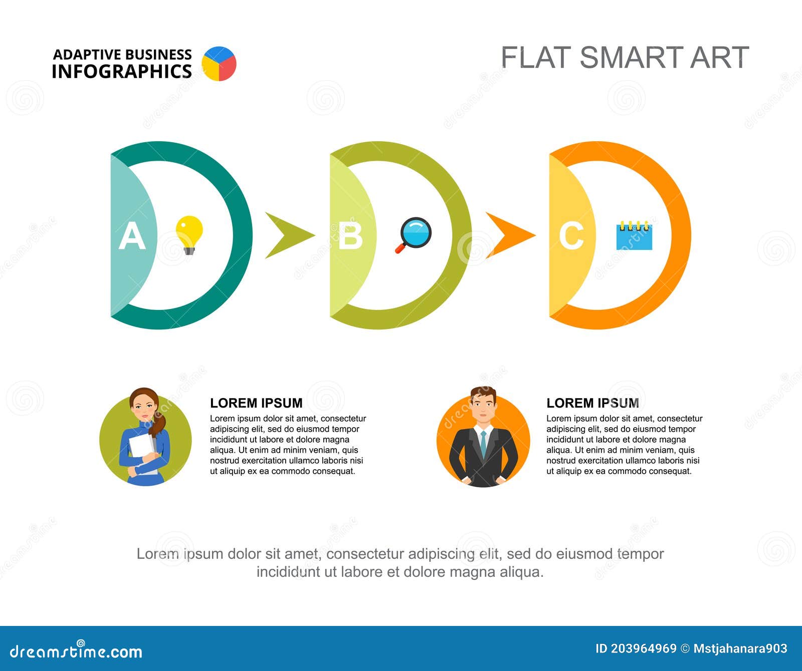 Three Steps Workflow Process Chart Template for Presentation Stock ...