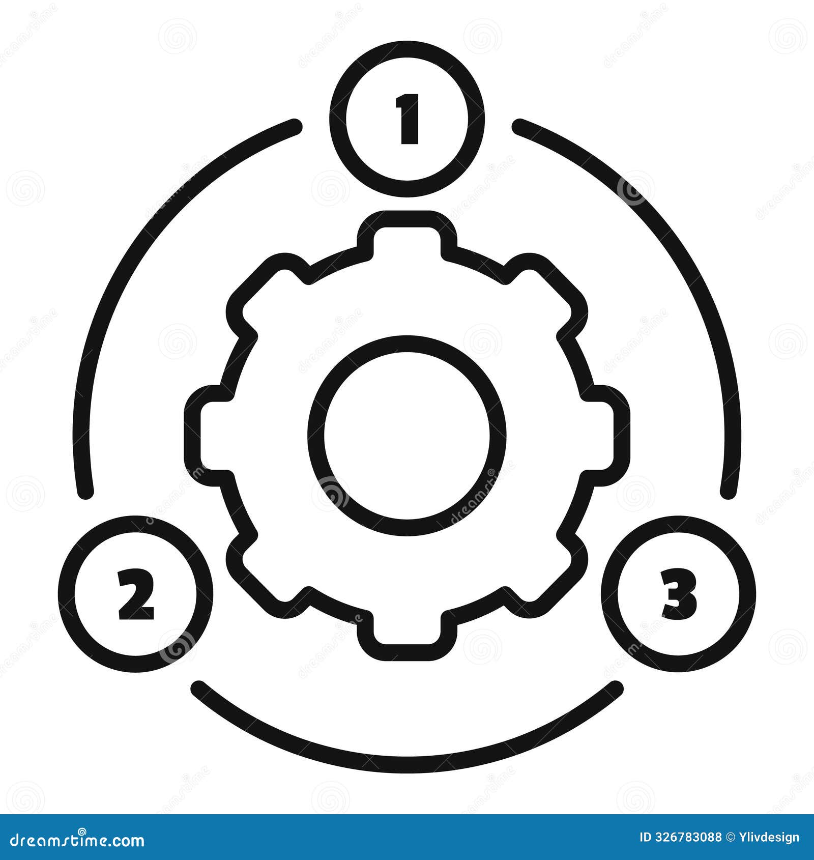 Three Steps Workflow Process with Gear Icon Stock Vector - Illustration ...