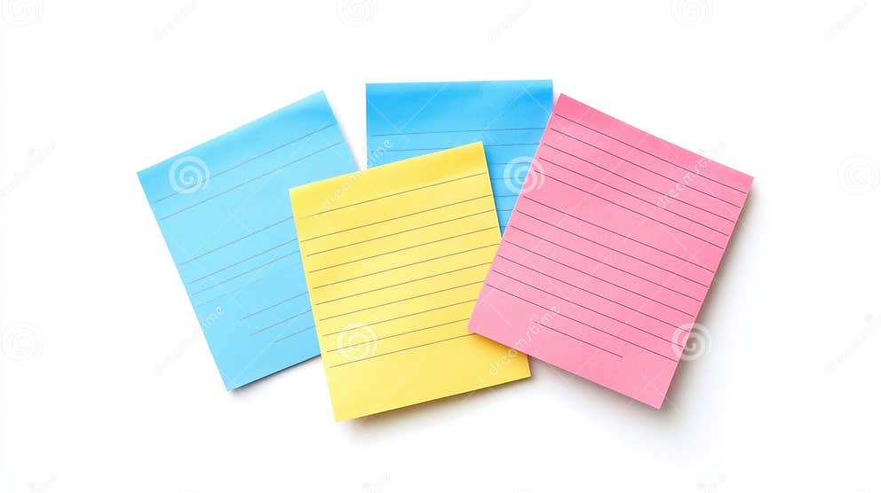 Three Sticky Notes are Lined Up on a White Surface Stock Illustration ...