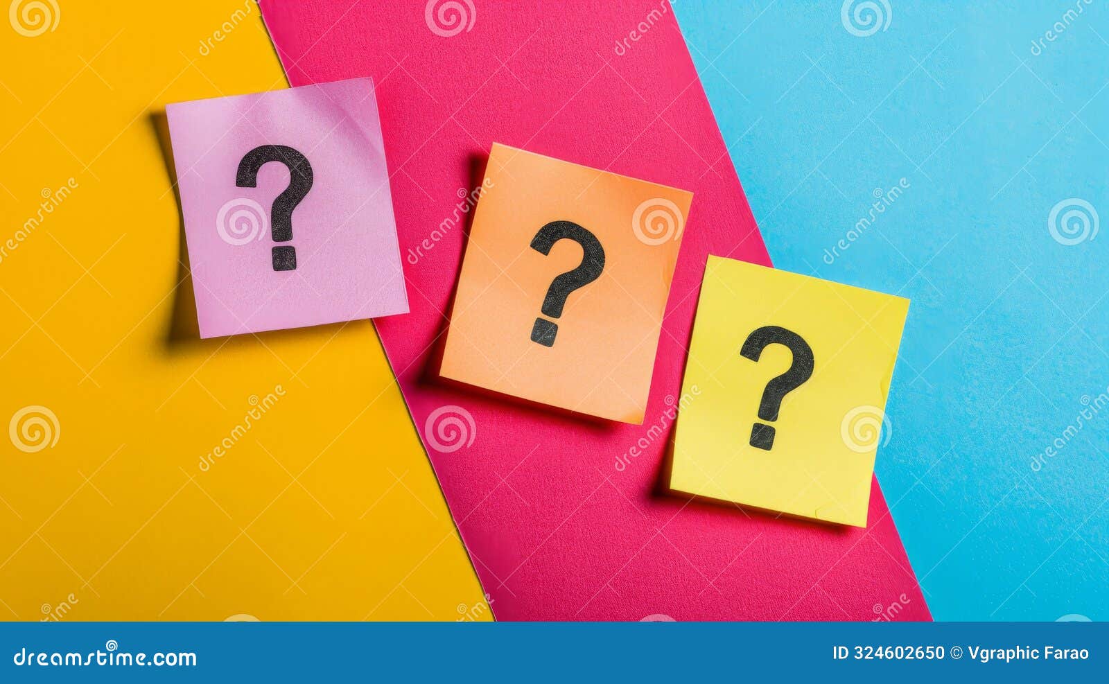 Three Sticky Notes with Question Marks on a Vibrant, Colorful ...