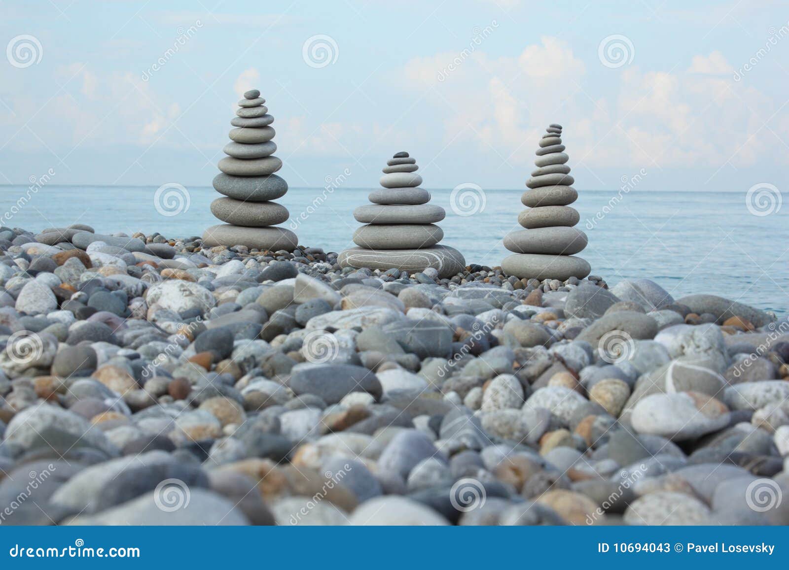 Three Stone Stacks on Pebble Beach Stock Image - Image of nature ...