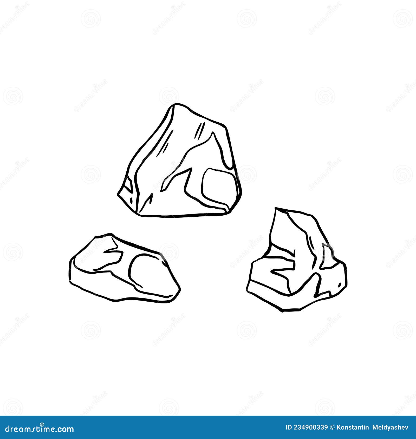 Stones Sketch. Hand Drawn Pebble And Boulders In Piles. Outline Doodle ...