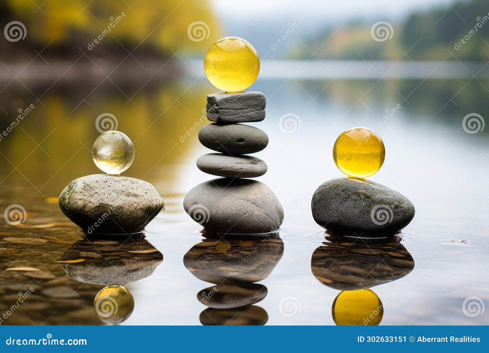 Three Stones Stacked on Top of Each Other in Water Stock Illustration - Illustration of stones ...