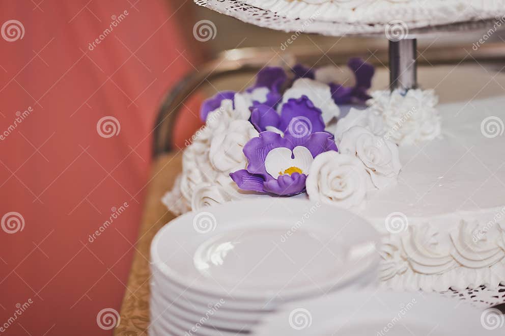A Three-storey Cake on a Stand 7044. Stock Image - Image of fresh ...