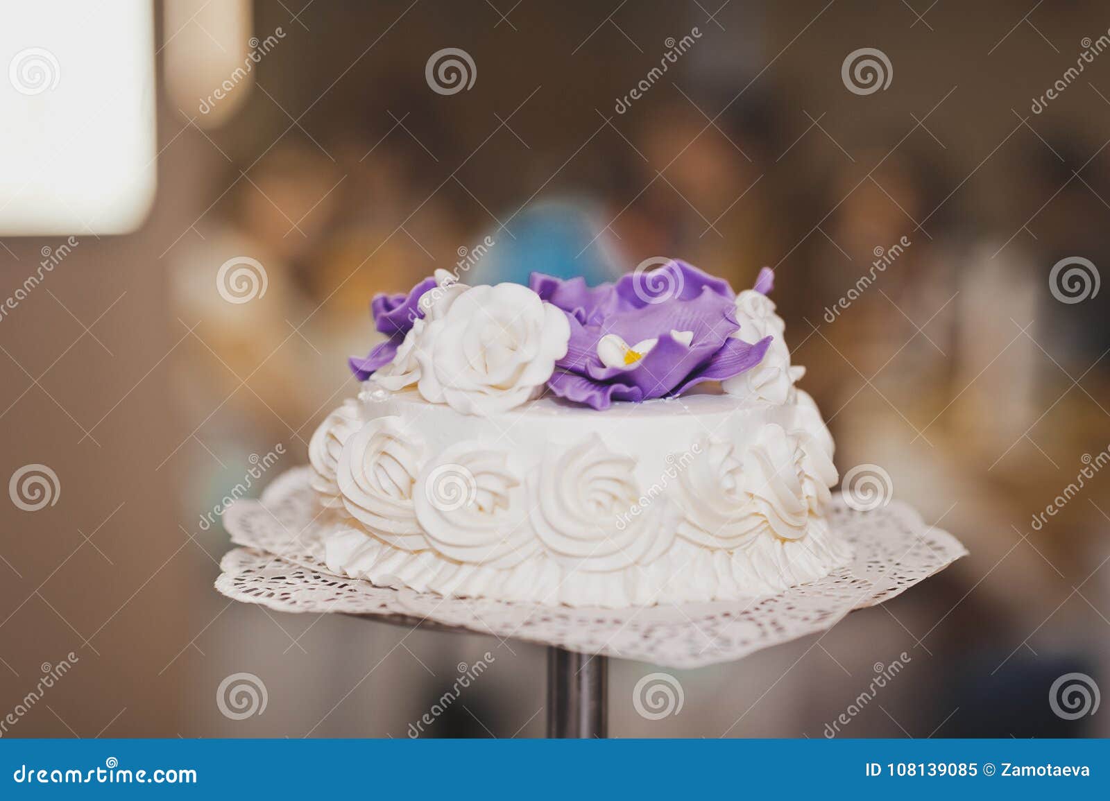 A Three-storey Cake on a Stand 7043. Stock Image - Image of marriage ...