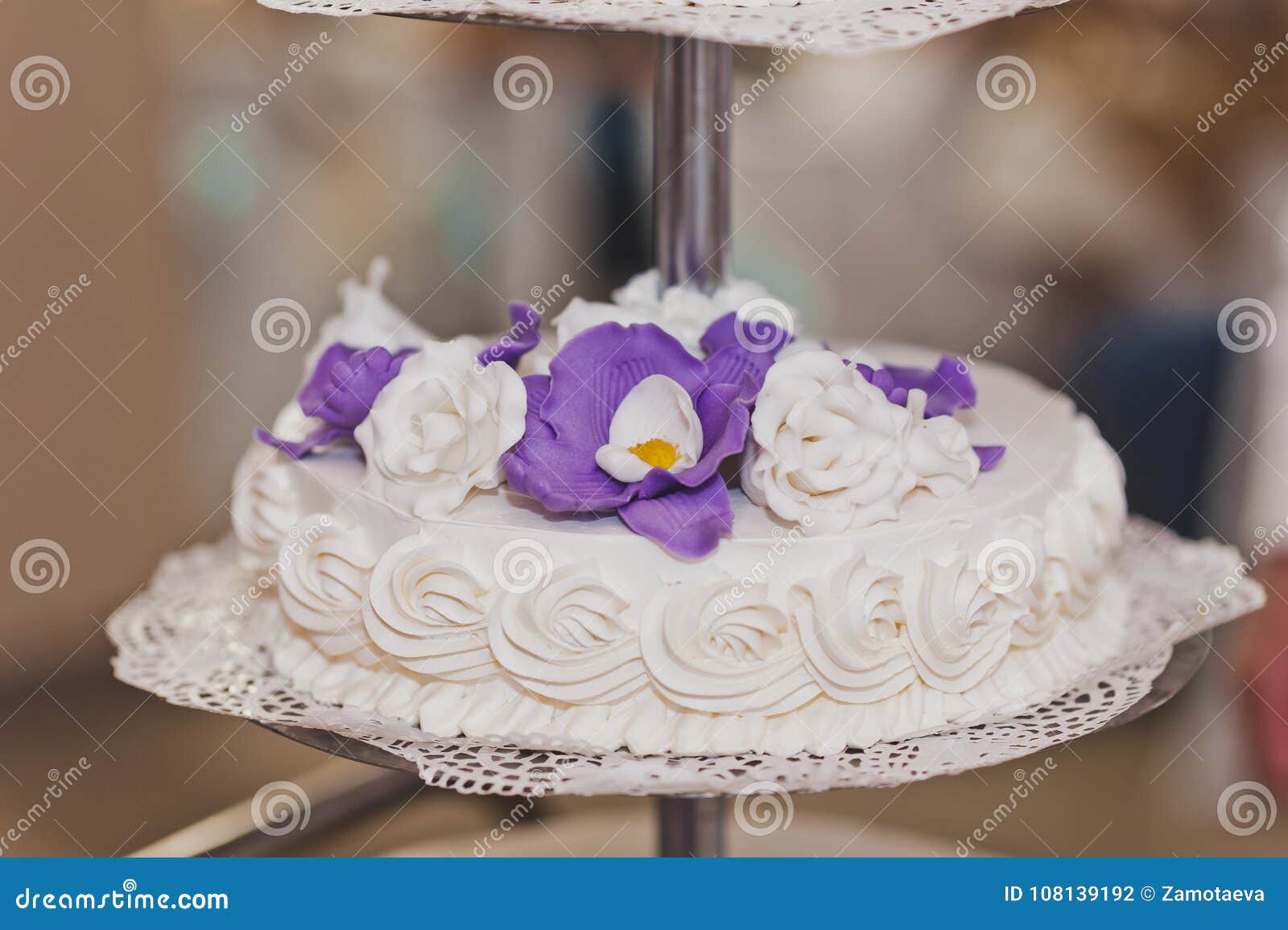Cake of Three Floors on a Stand 7041. Stock Photo - Image of fresh ...
