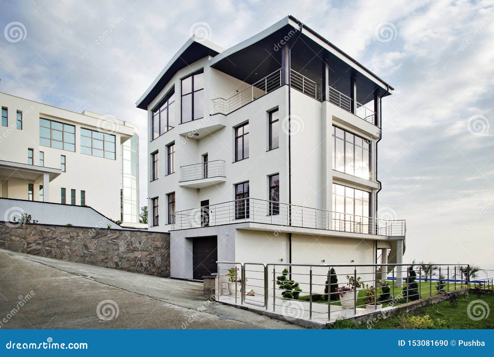 Three-storey Cottage with a Garden Stock Photo - Image of residential ...