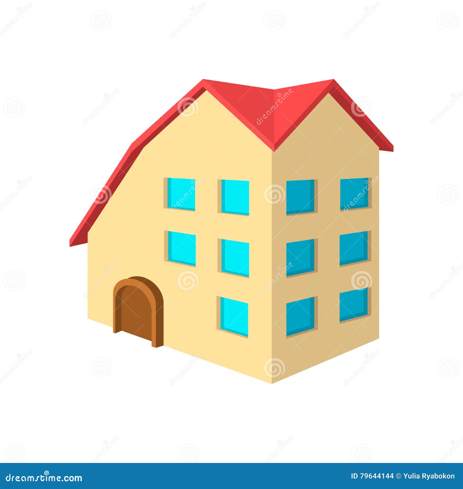 Three-storey House Cartoon Icon Stock Vector - Illustration of house ...