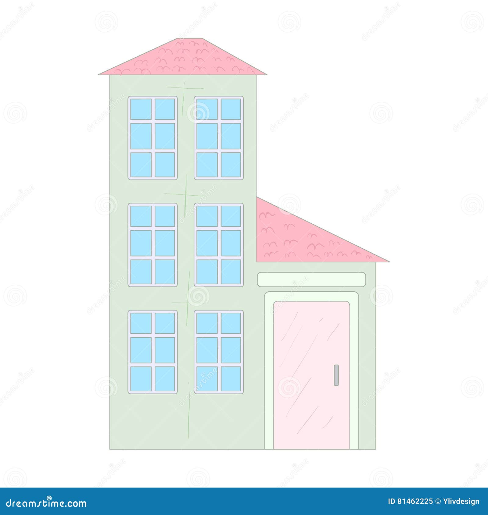Three Storey Colorful And Historical Colonial Style Shop House. Cartoon ...