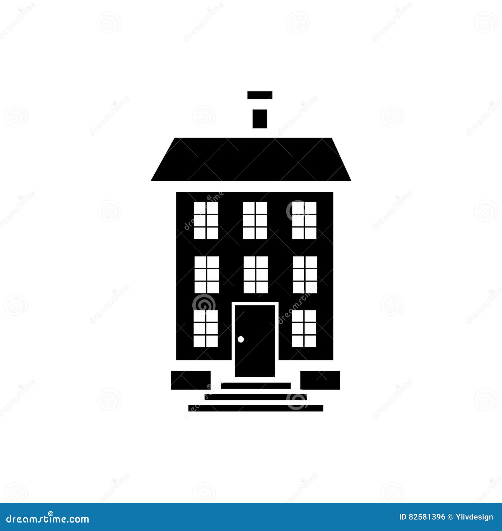 Three Storey House Icon, Simple Style Stock Vector - Illustration of ...