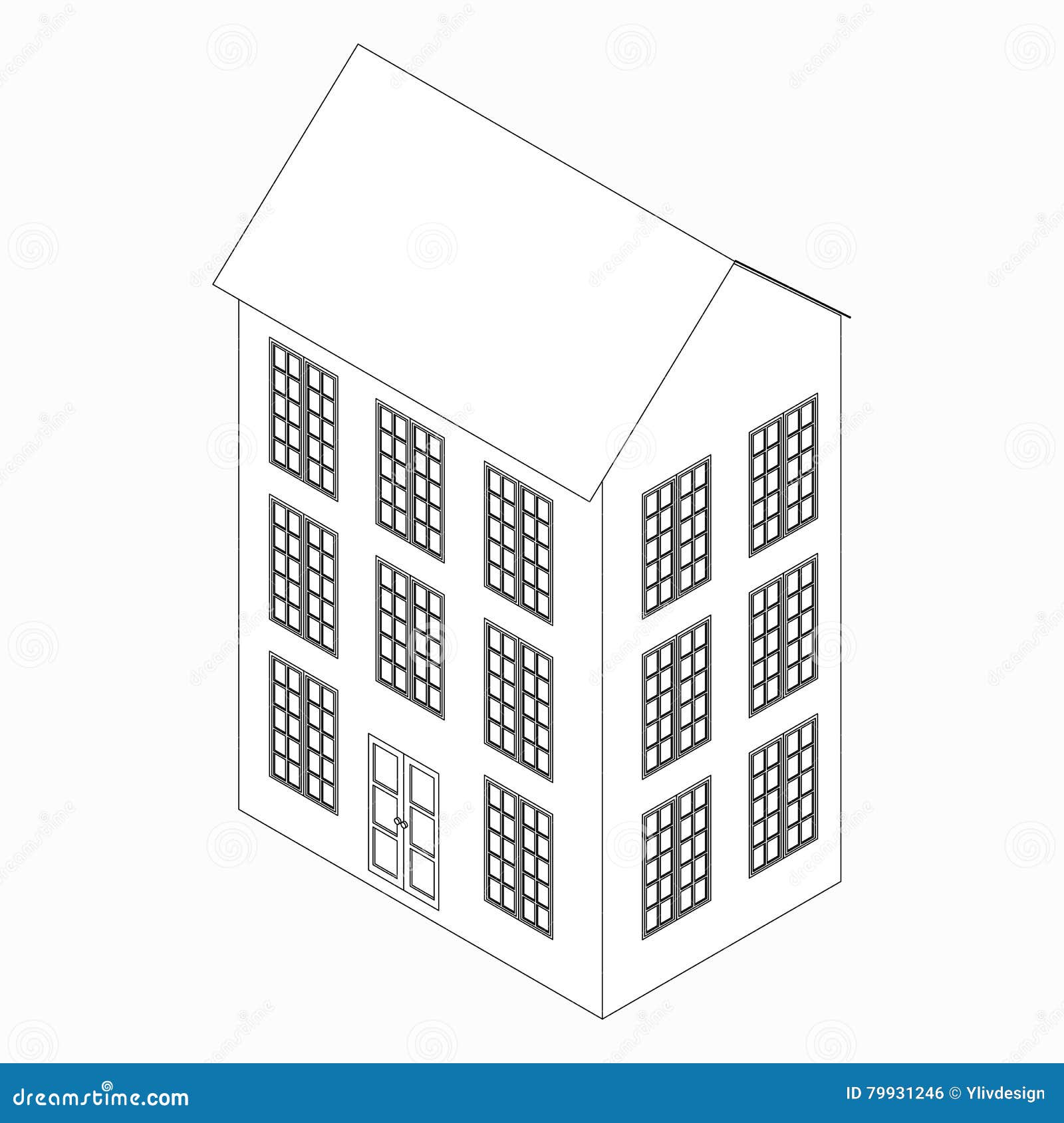Three-storied Building Icon, Isometric 3d Style Stock Vector ...