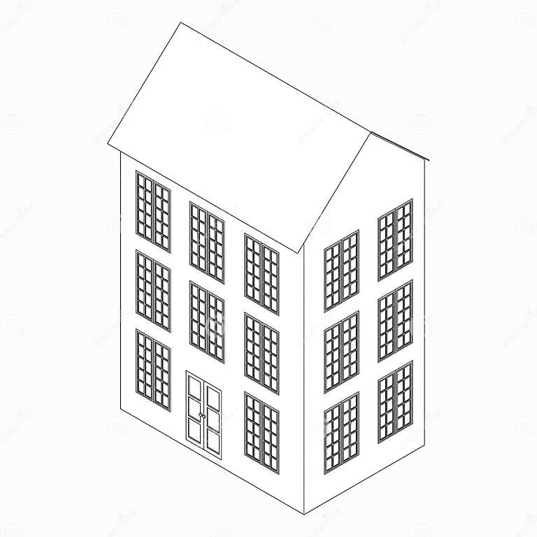 Three-storied Building Icon, Isometric 3d Style Stock Vector ...