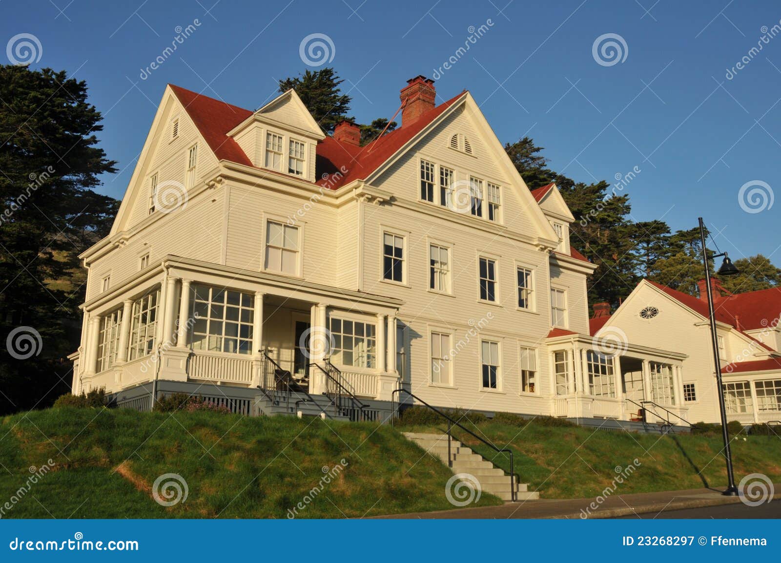 Three Story Hotel on Grassy Grounds Stock Image - Image of exterior ...