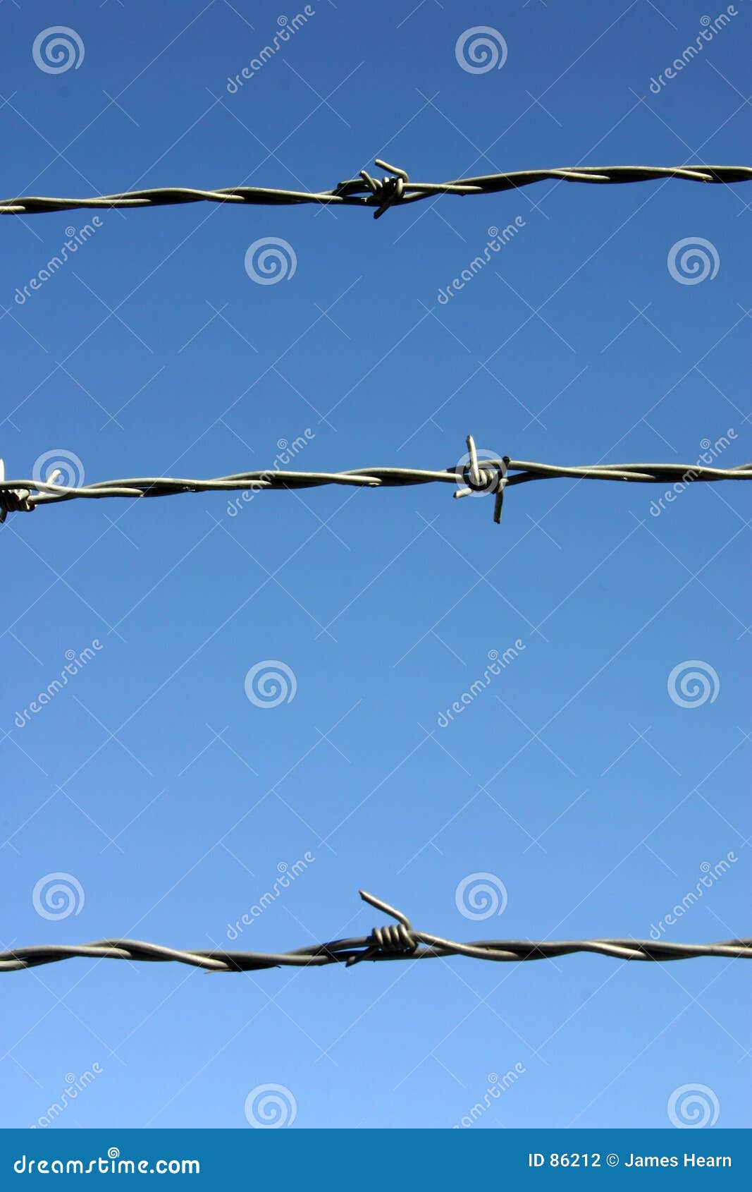 Three Strands of Barbed Wire. Stock Photo - Image of snag, triple: 86212