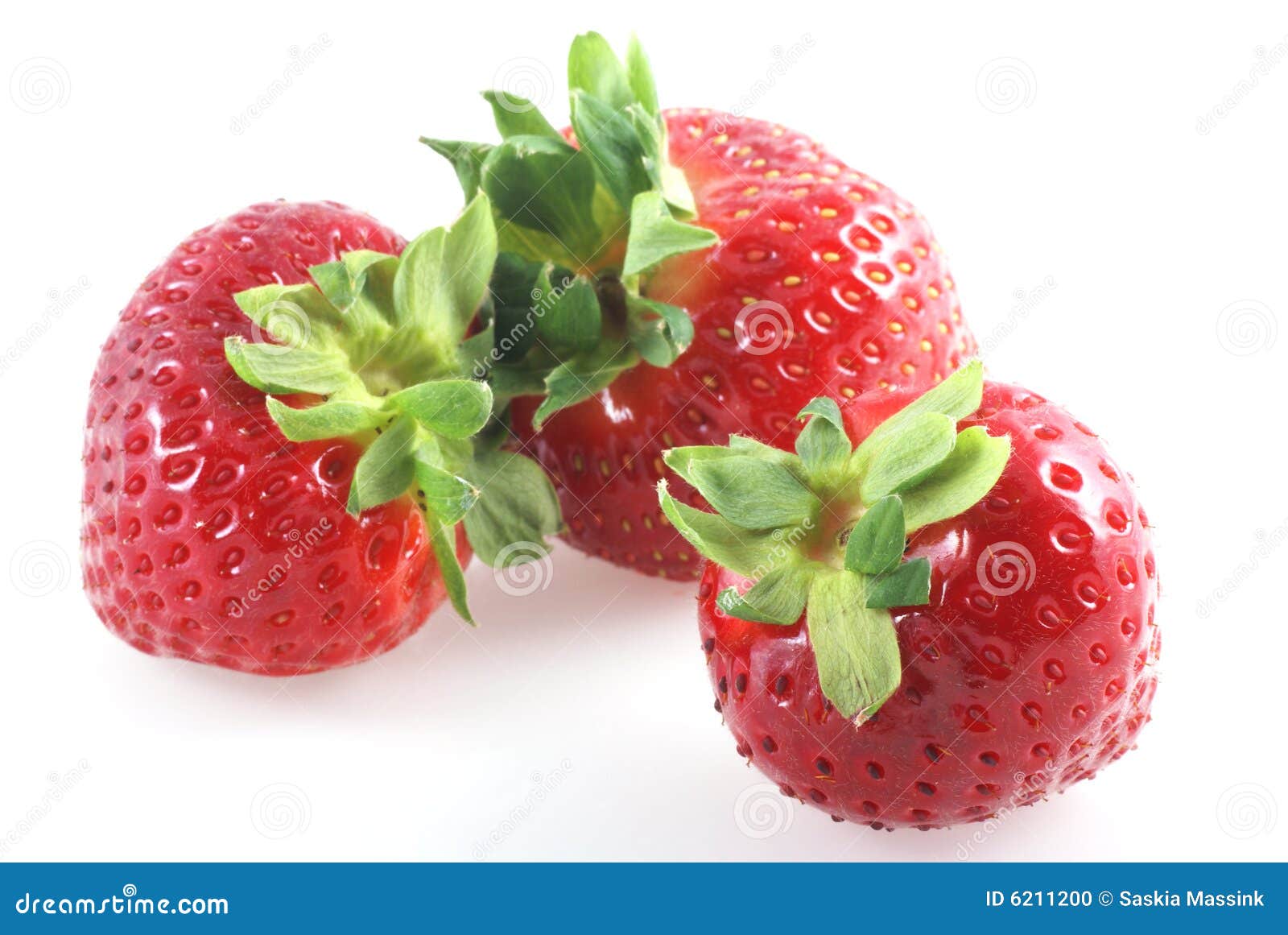Three strawberries. stock photo. Image of ripe, berries - 6211200