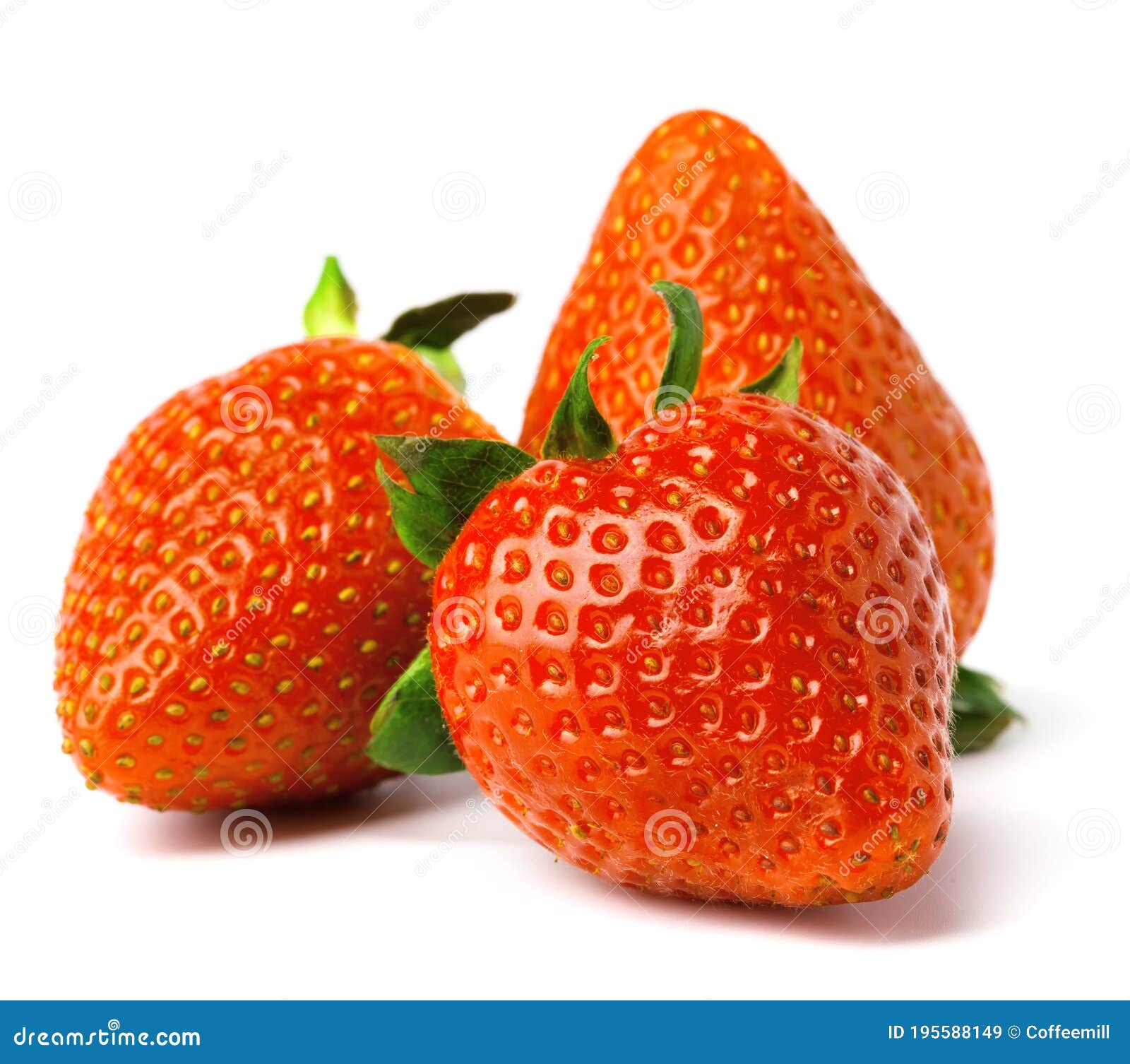 Three strawberries stock image. Image of natural, macro - 195588149