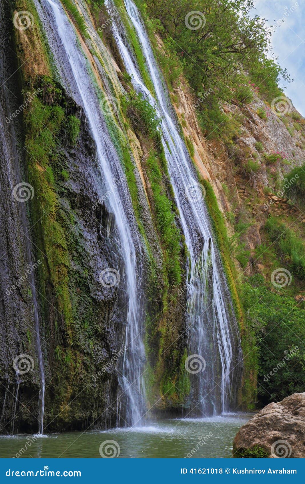 Three stream of waterfall stock photo. Image of pool - 41621018