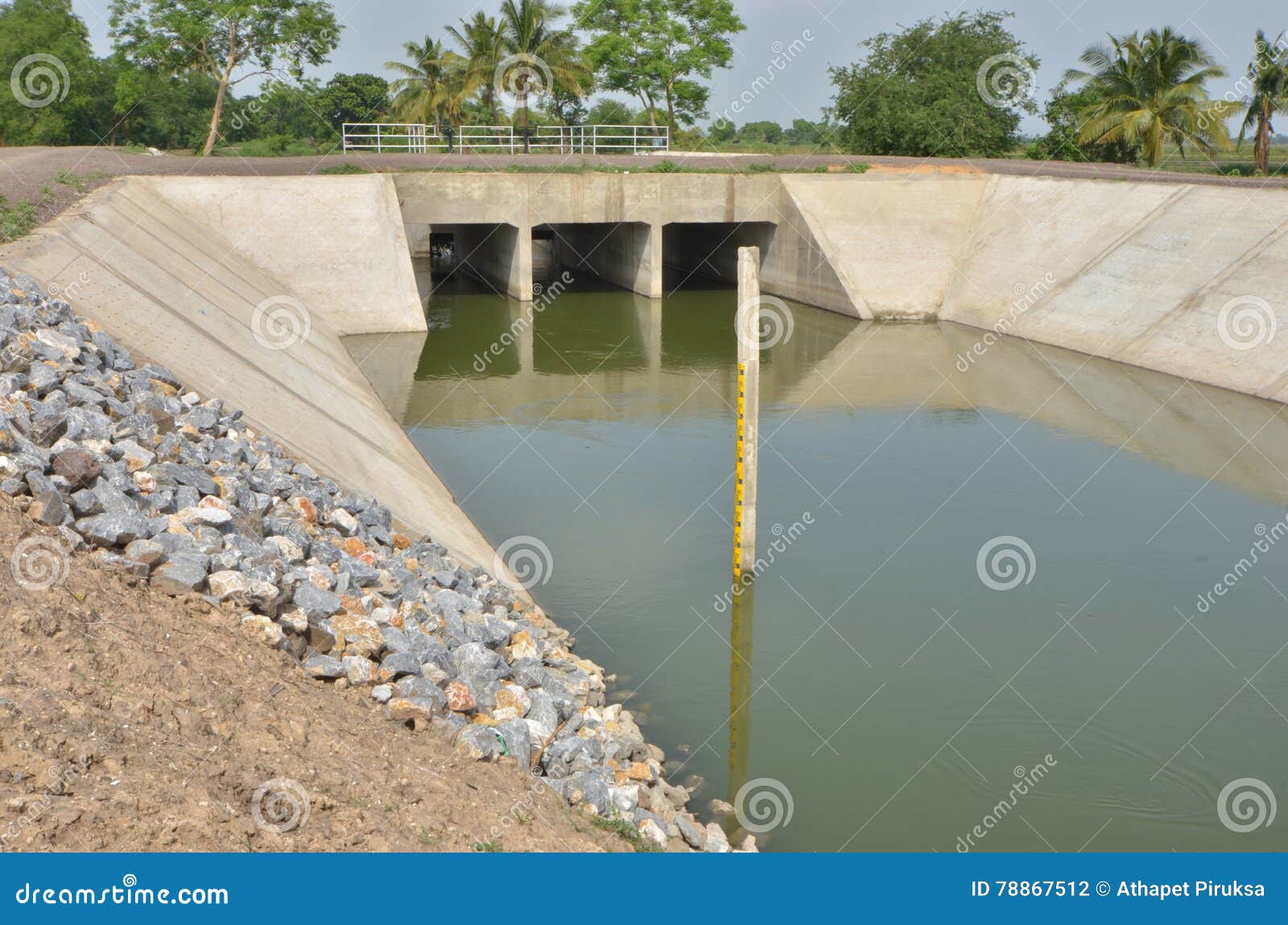 Three Stream Ways of New Culvert Stock Photo - Image of drain, cement ...