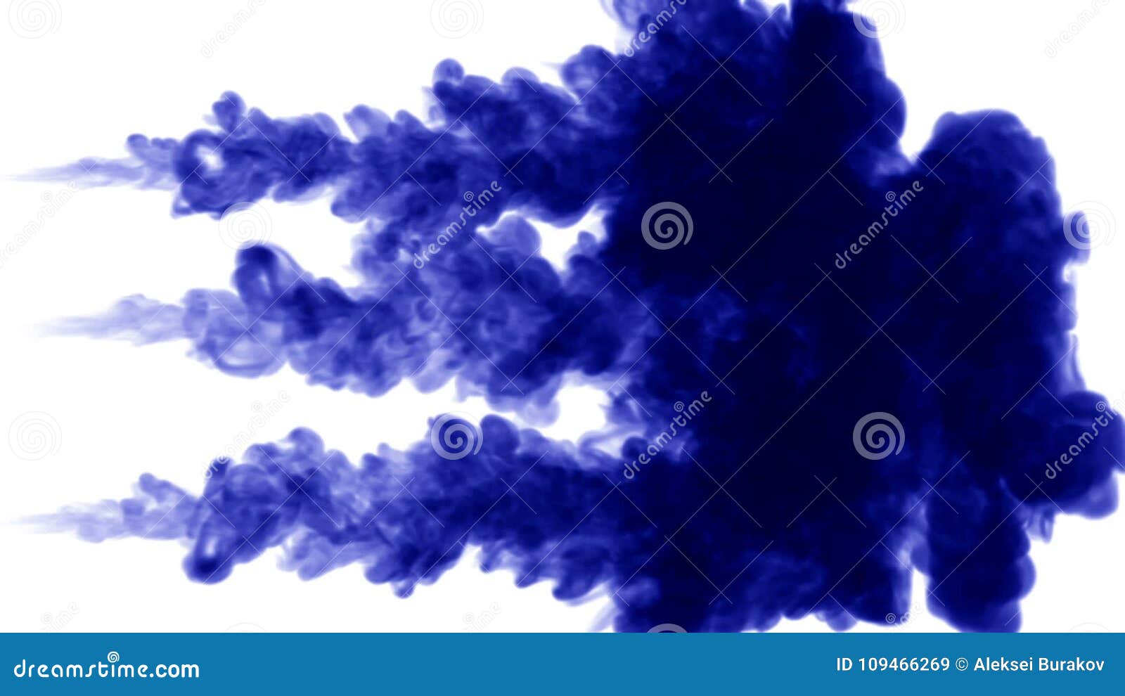 Three Streams of Dark Blue Ink on a White Background Dissolves in Water ...