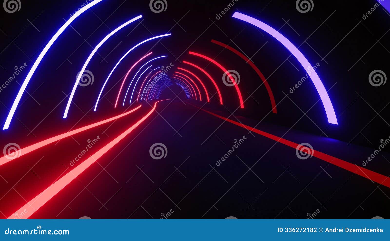 Three Striped Forms Form a Neon Tunnel in Blue, Pink, and Purple Colors ...