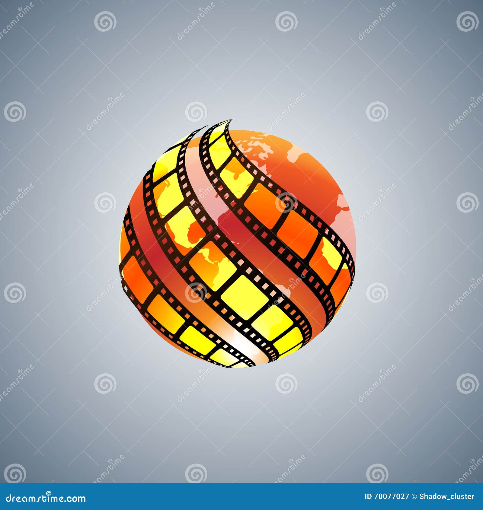 Three Strips of Film Wrapped Around the Globe Stock Vector ...