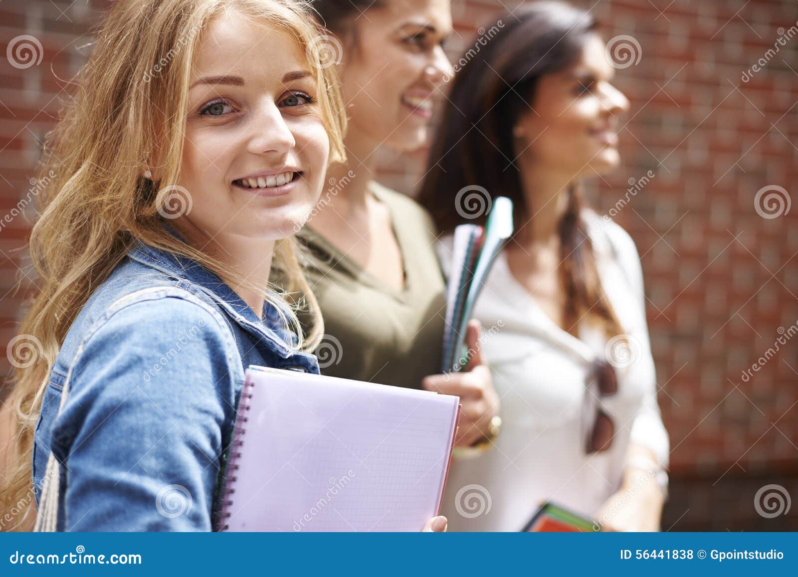 Three student girls stock photo. Image of move, casual - 56441838
