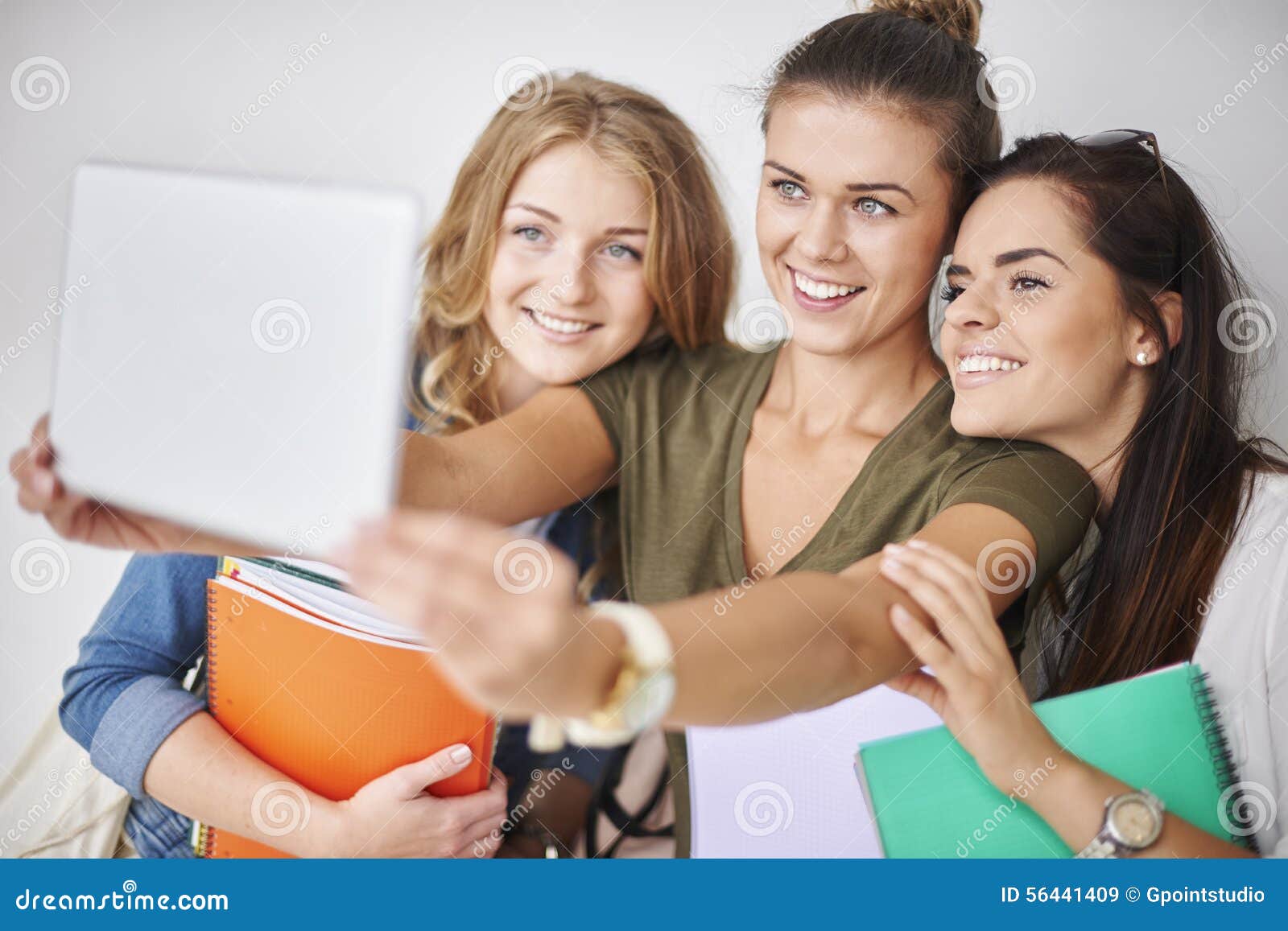 Three student girls stock image. Image of contemporary - 56441409