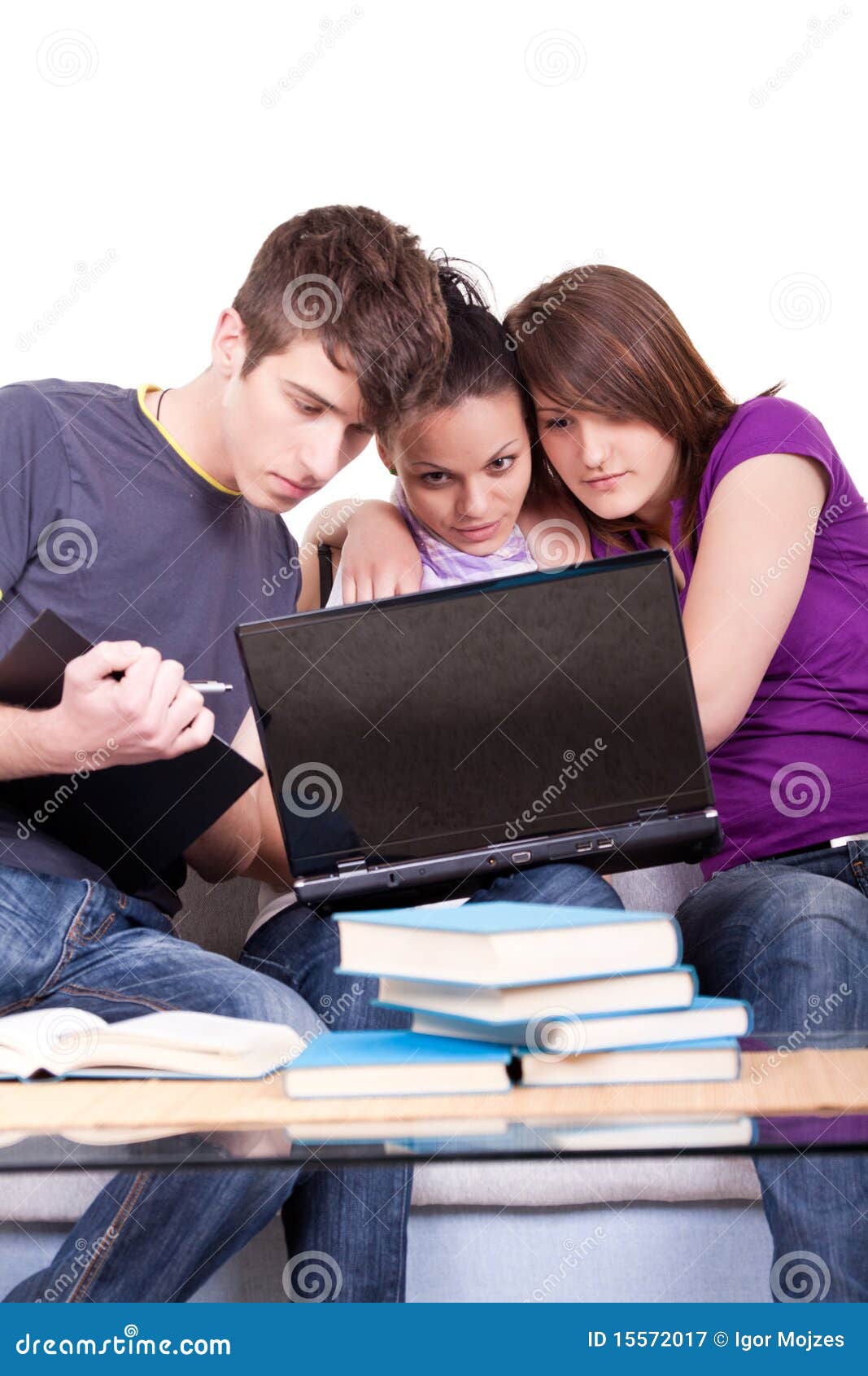 Three Student Studying on Laptops Stock Image - Image of concept ...