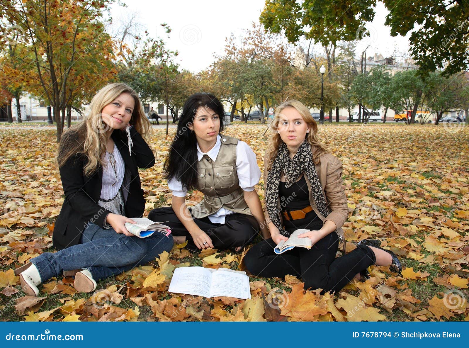 Three students stock photo. Image of dialog, formation - 7678794