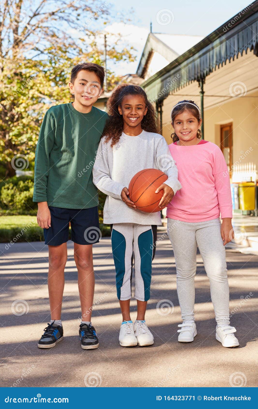 Three Students As a Team in Basketball Stock Image - Image of pupil ...