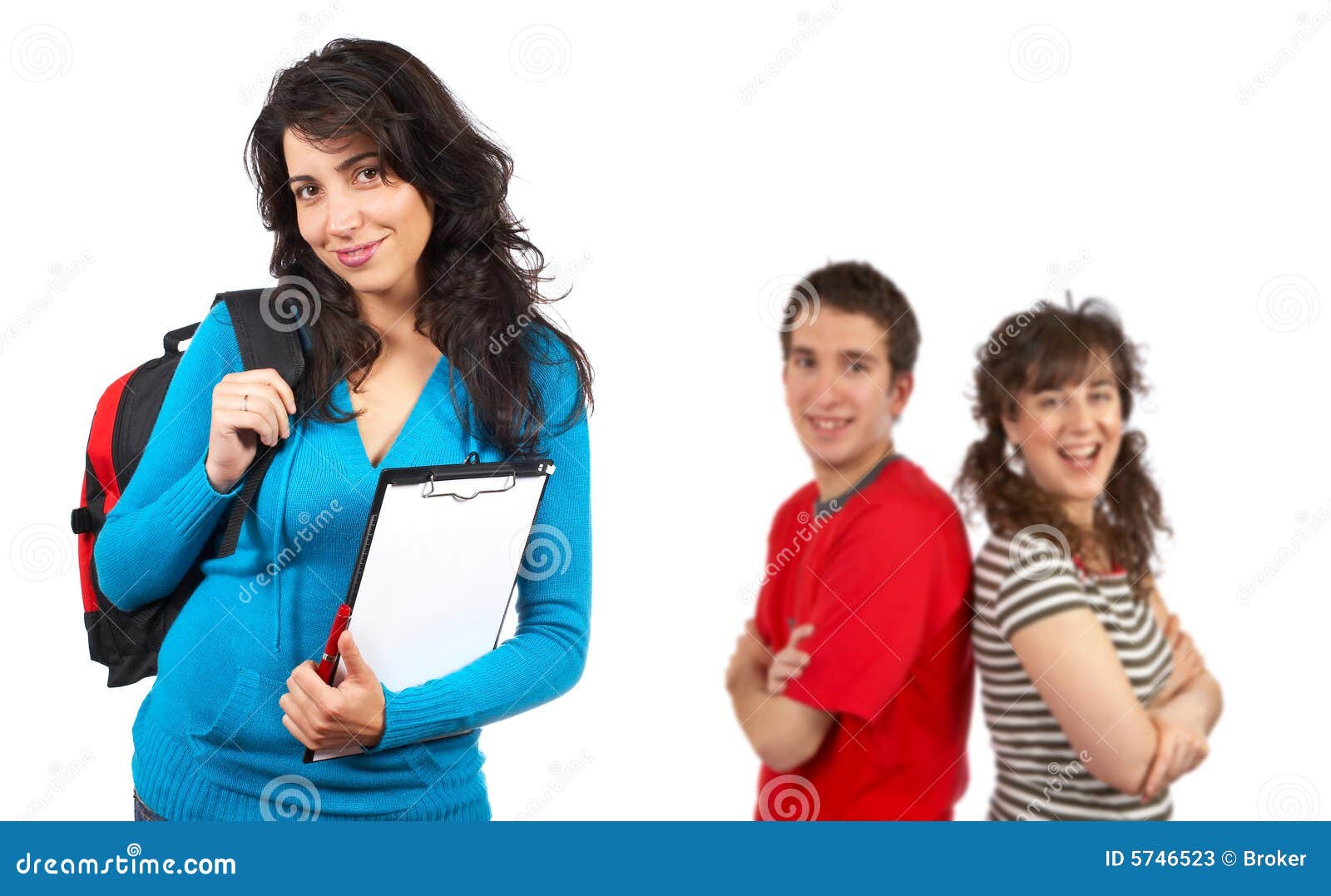 Three Students with Books and Backpacks Stock Image - Image of ...