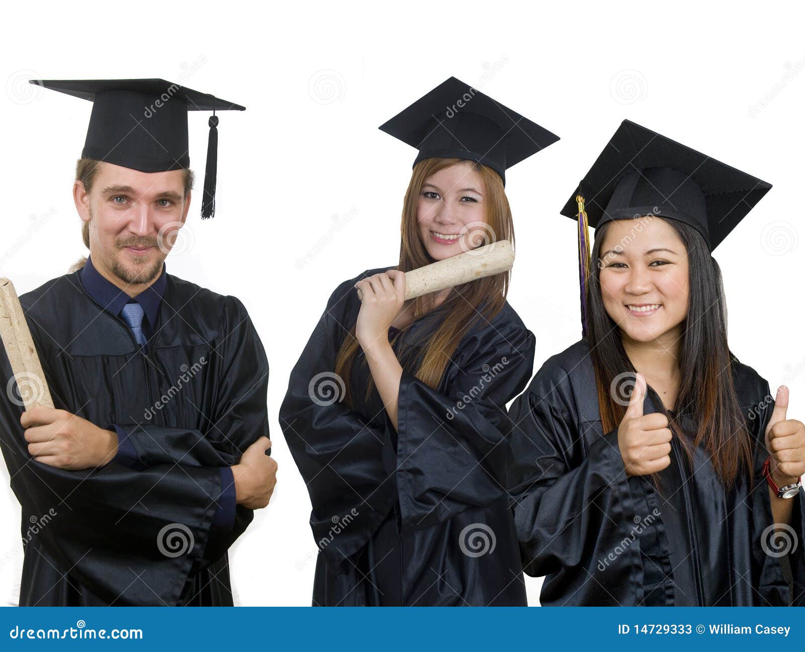 Three students graduating stock image. Image of graduation - 14729333