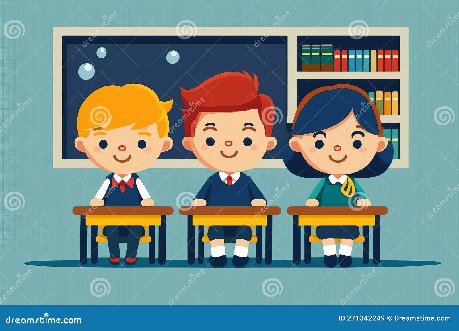 Three Students in His Classroom Stock Illustration - Illustration of ...