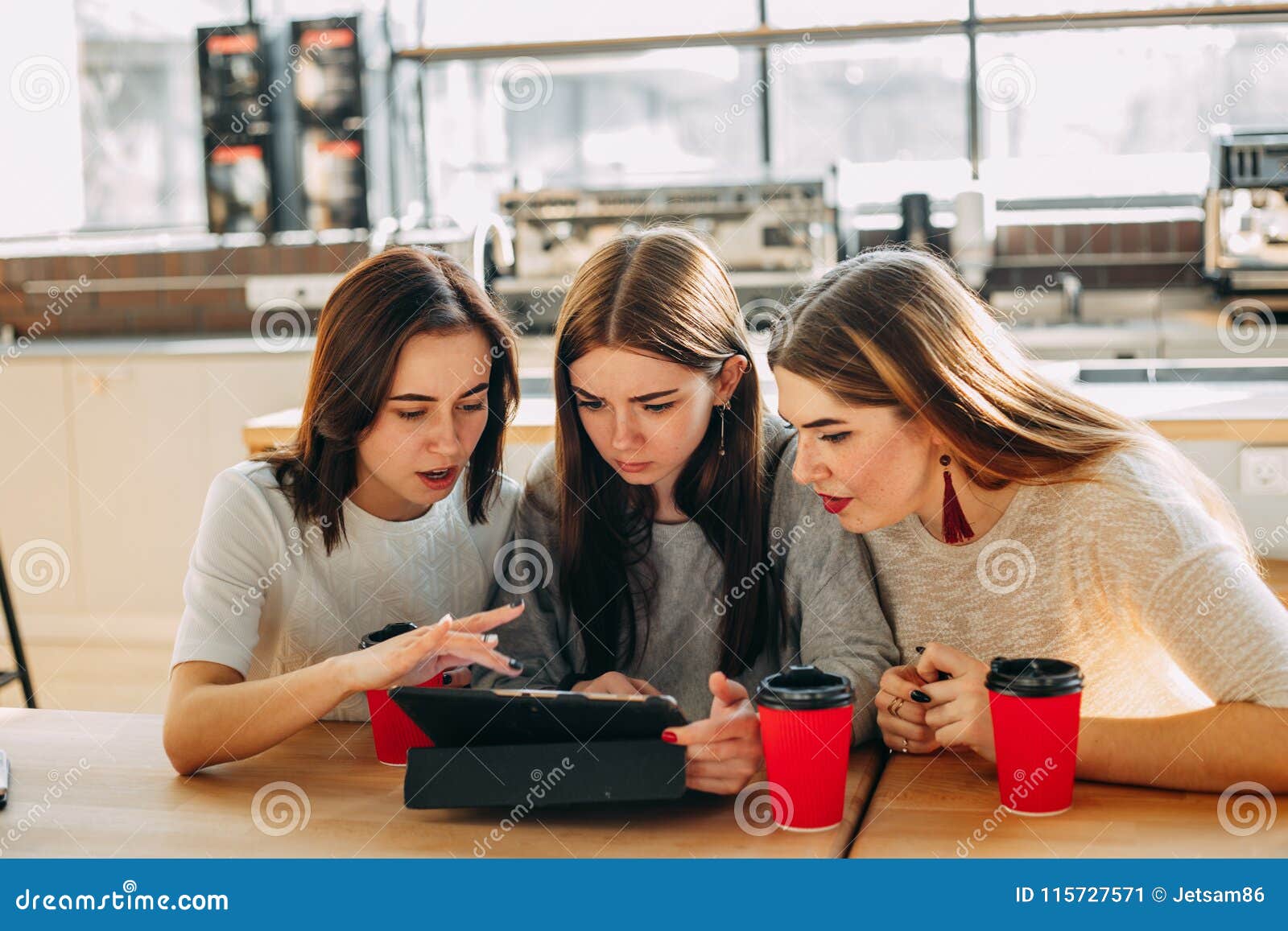 Students Read and Discuss Content at Tablet Pc Stock Image - Image of ...