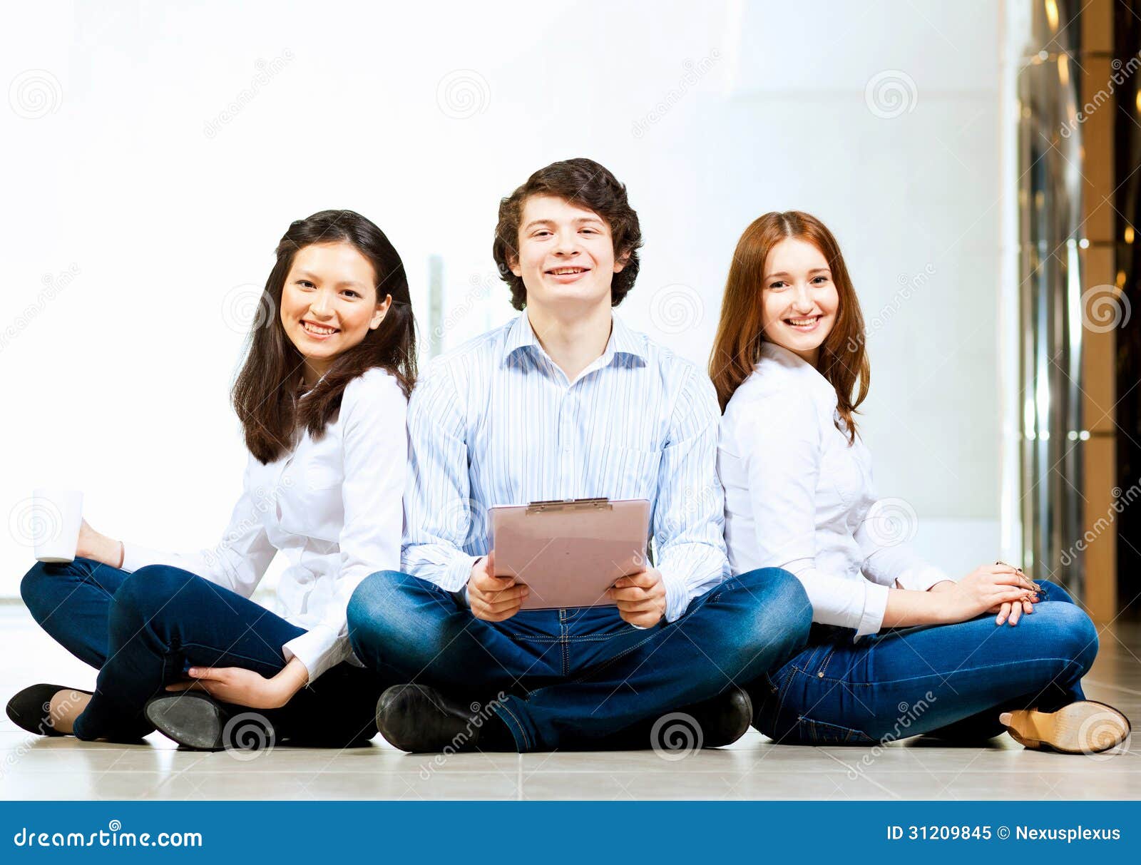 Three students smiling stock image. Image of beautiful - 31209845