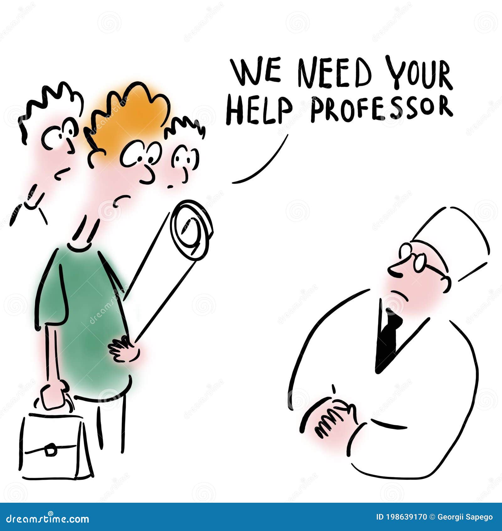 Three Students Talking To the Professor Stock Illustration ...