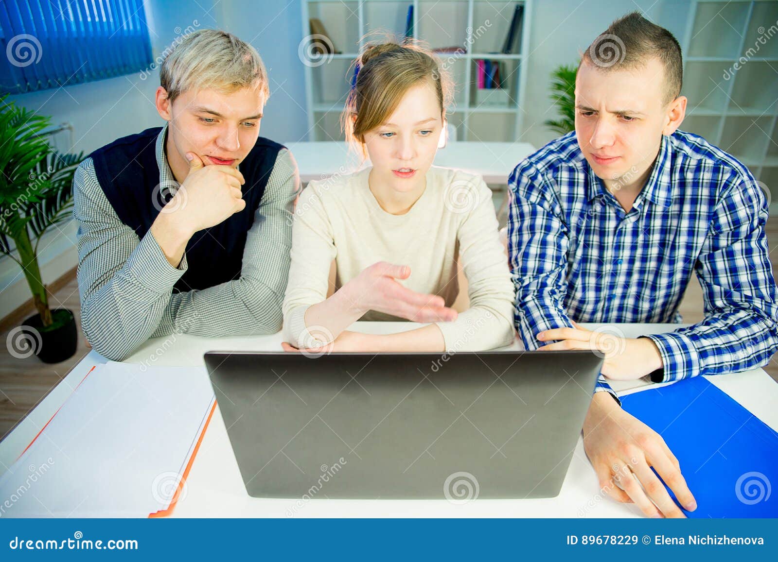 Three Students Work Together Stock Image - Image of software, developer ...