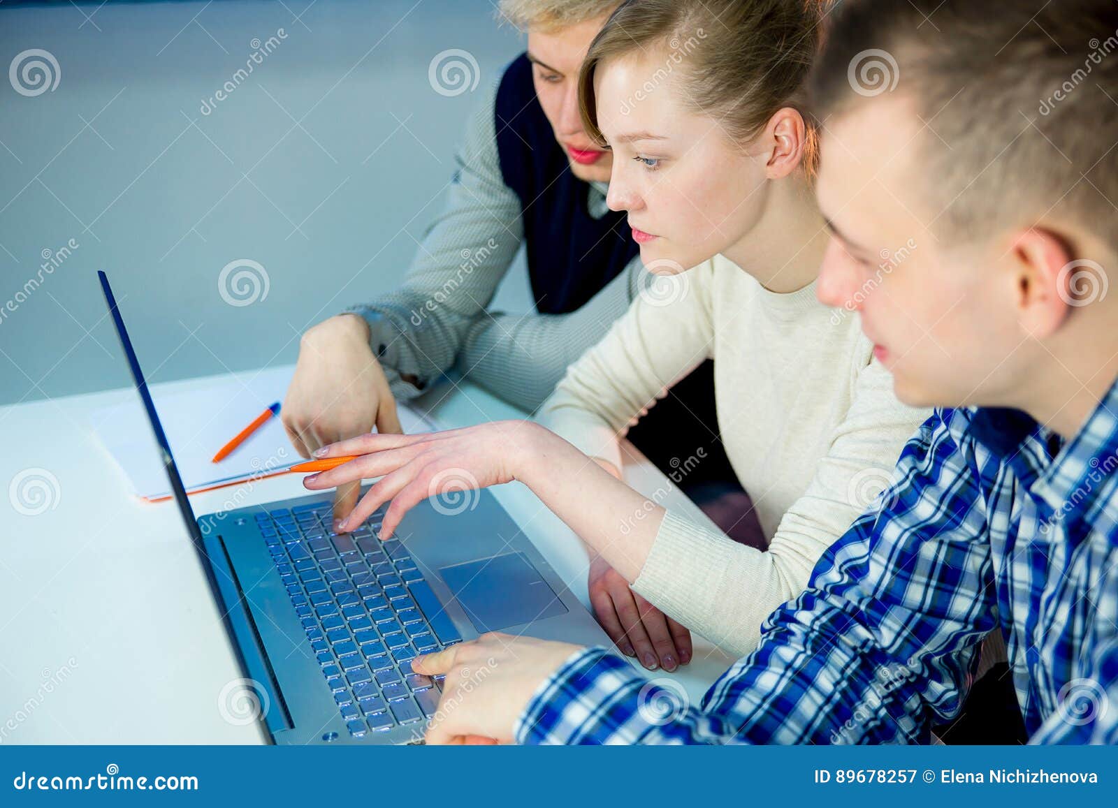 Three Students Work Together Stock Image - Image of indoors ...