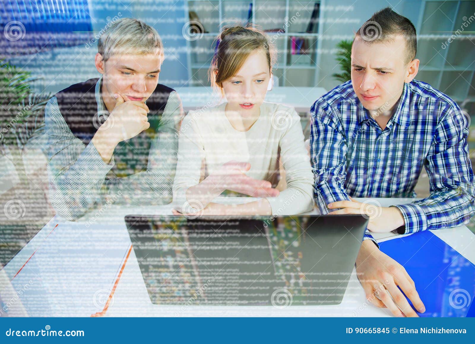 Three Students Work Together Stock Image - Image of businesswoman ...