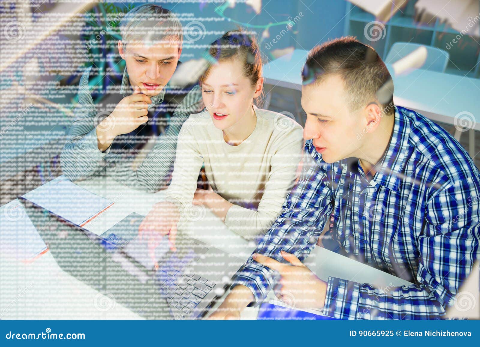 Three Students Work Together Stock Image - Image of occupation, people ...