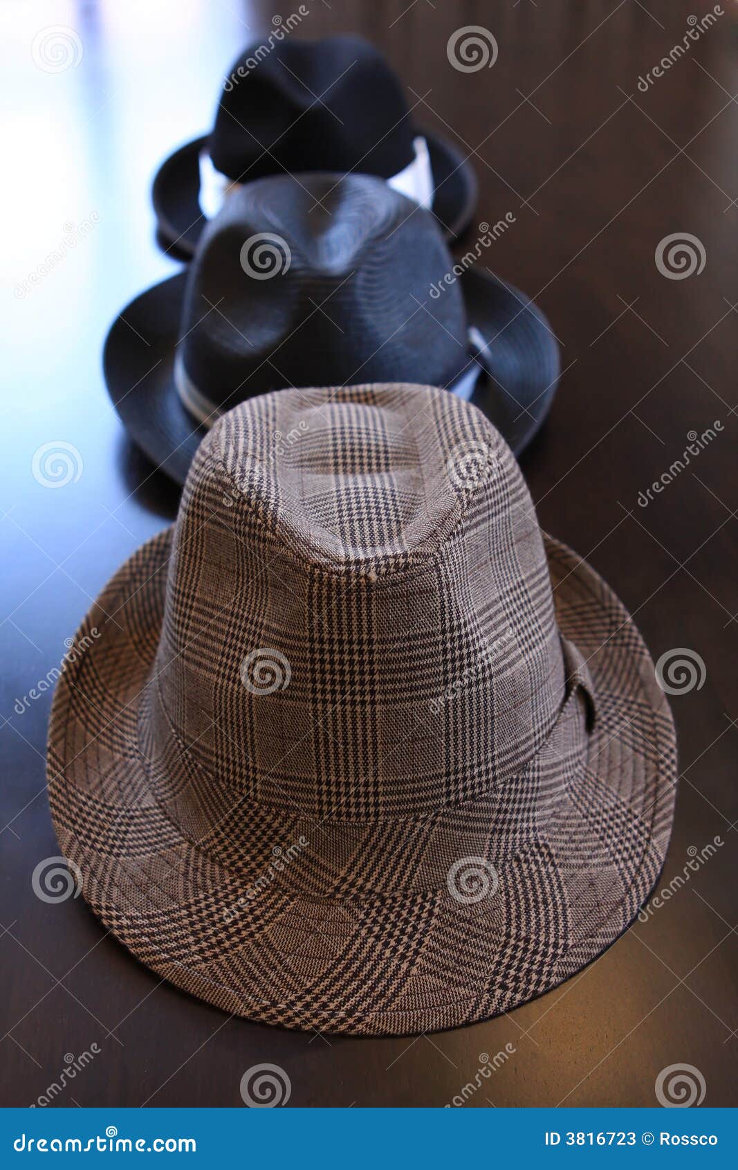 Three Stylish Hats on Table Stock Image - Image of 1920, band: 3816723