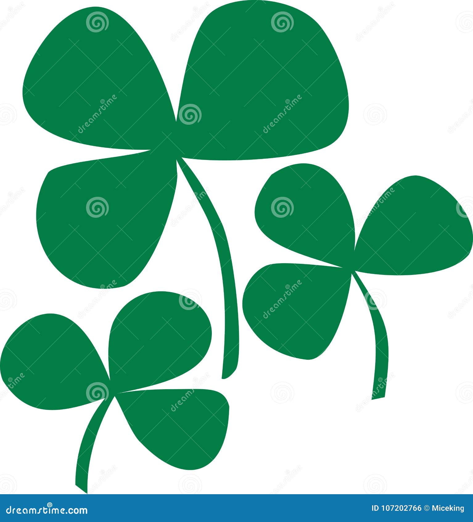 Three stylish shamrocks stock vector. Illustration of luck - 107202766