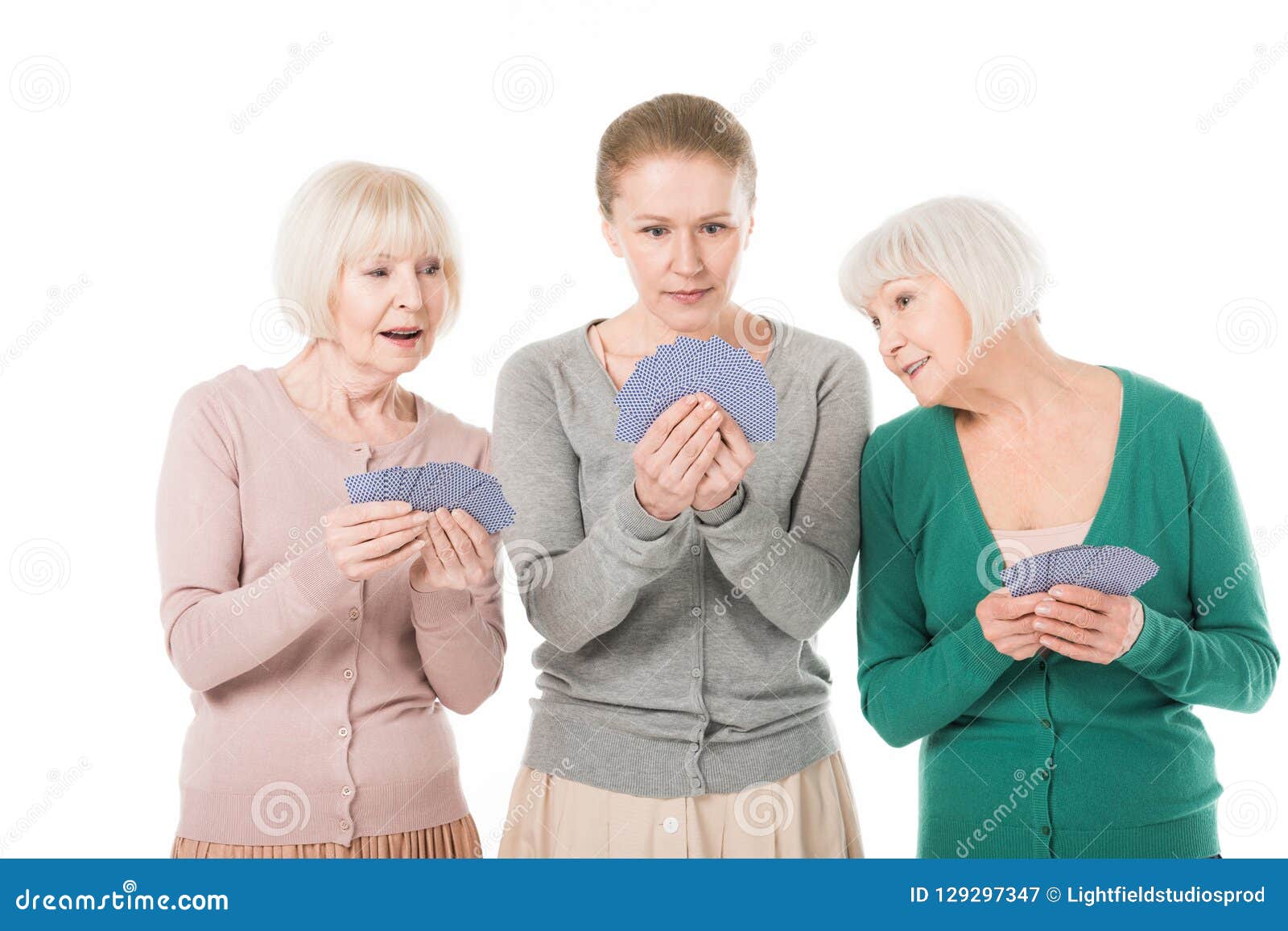 Three Stylish Women Playing Cards Stock Image - Image of seniors ...