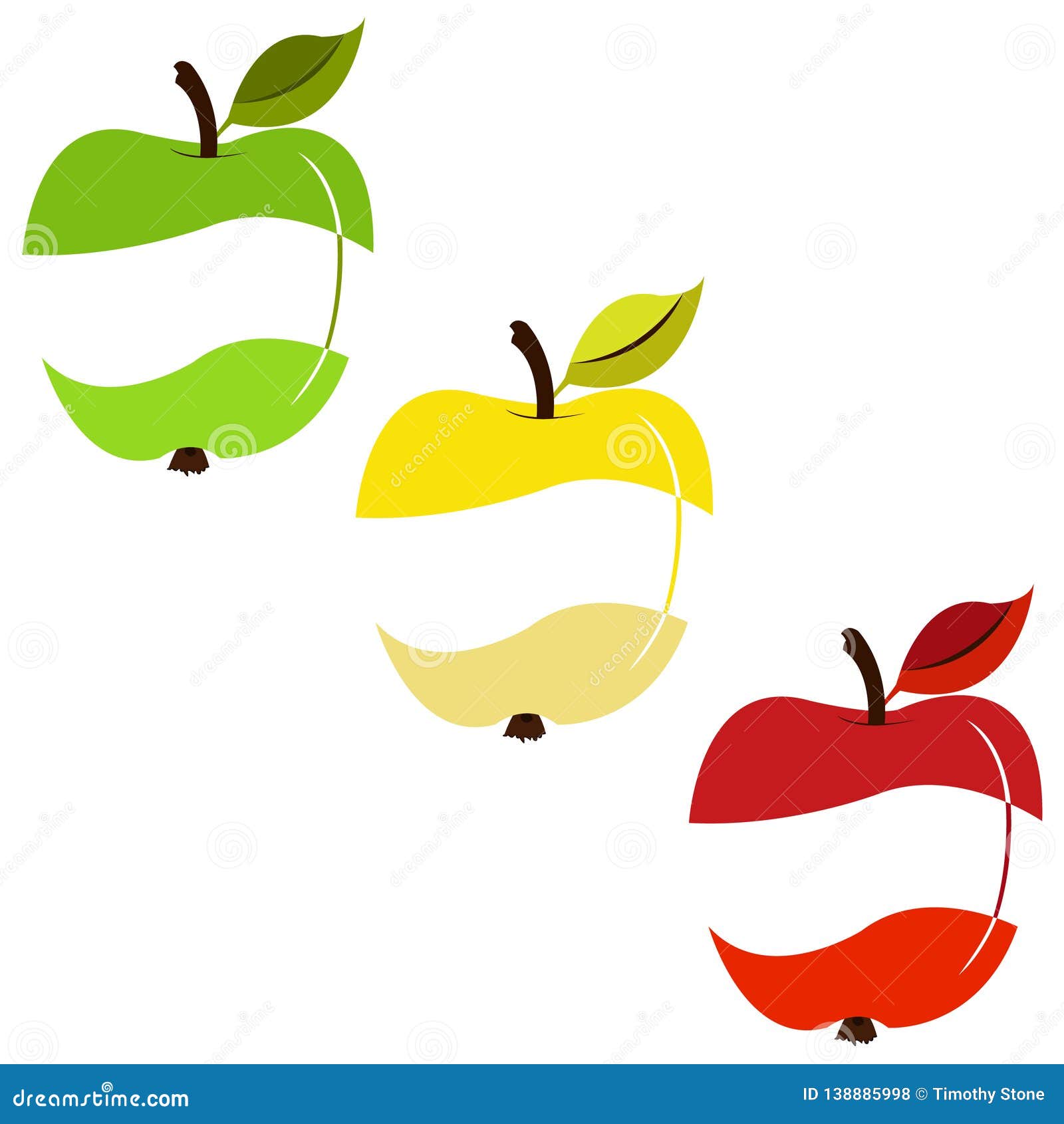 Vector Illustration Set of Stylized Apples Stock Vector - Illustration ...