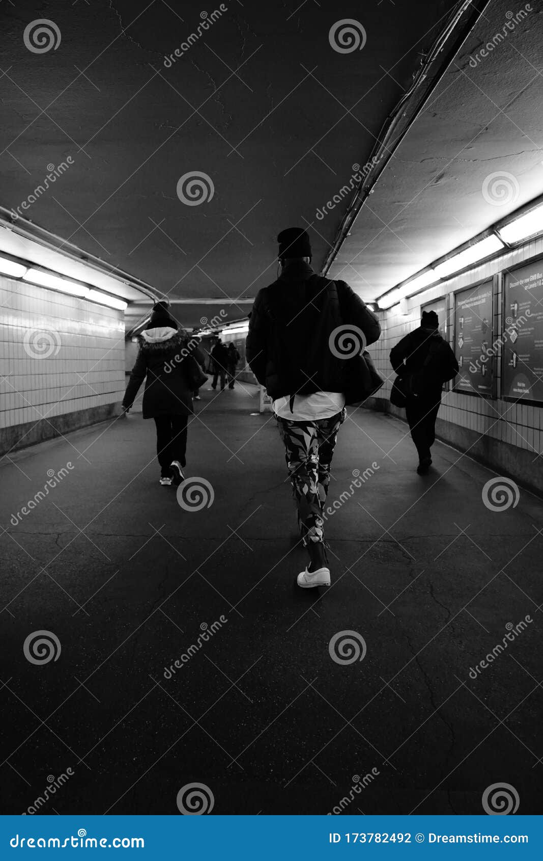 Three Subjects Walking Underground in the Subway Editorial Photography ...