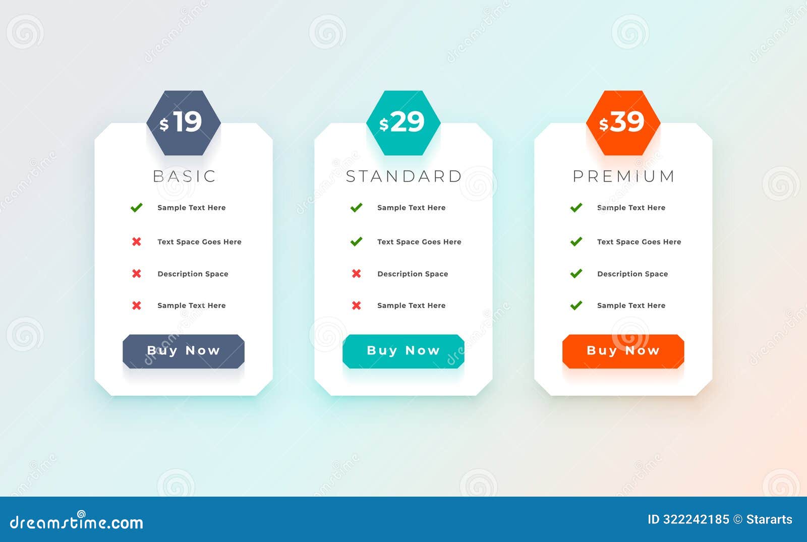 Price Plan. Comparison Table Infographic, Monthly Subscriptions ...