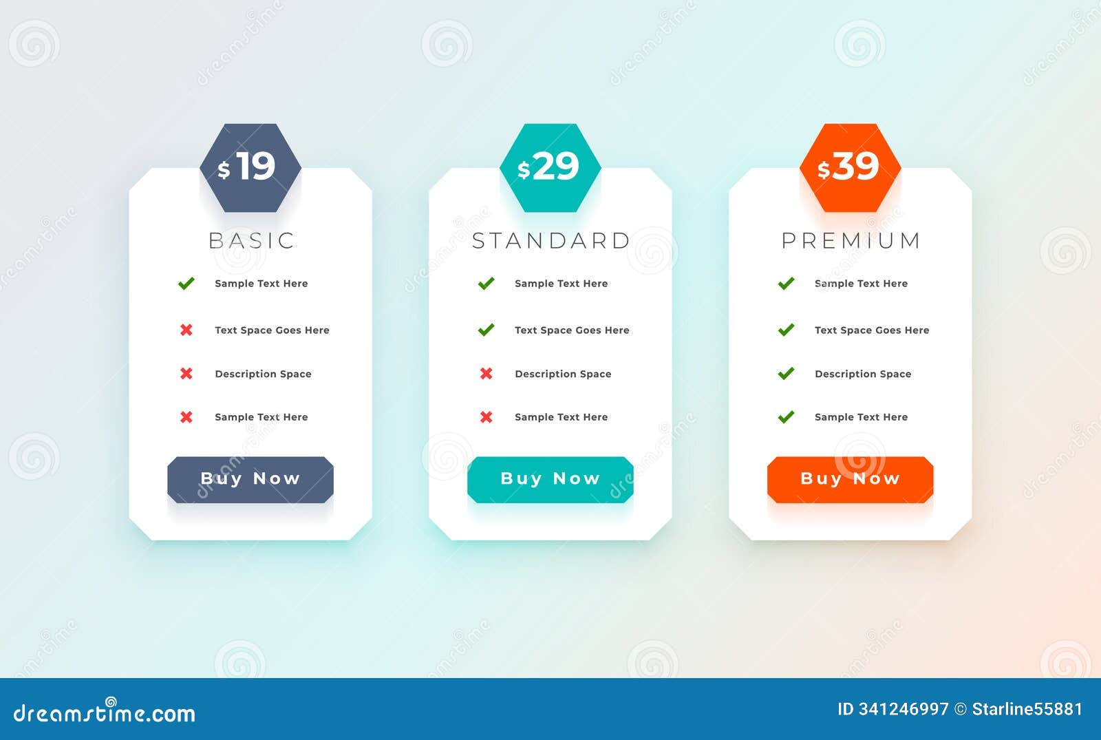 Three Subscription Option Price Plan Layout Design Stock Vector ...