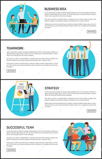 Three Successful Team Posters Vector Illustration Stock Vector ...