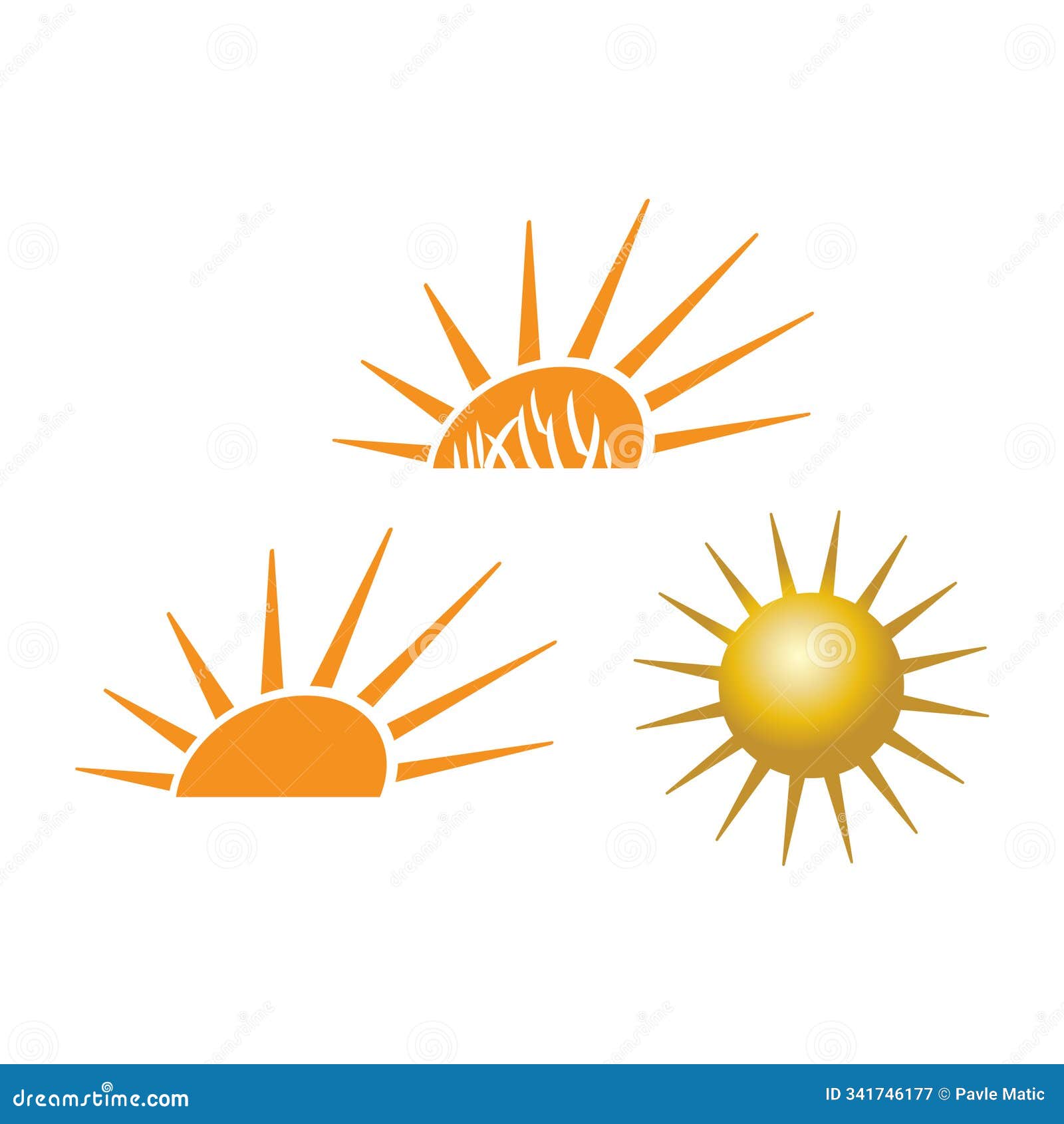 Three sun icons stock illustration. Illustration of cartoon - 341746177